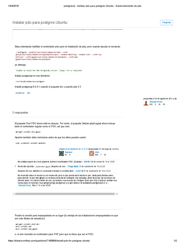 Postgresql - Instalar Pdo para Postgres Ubuntu - Desbordamiento de Pila | PDF | Ubuntu (sistema ...