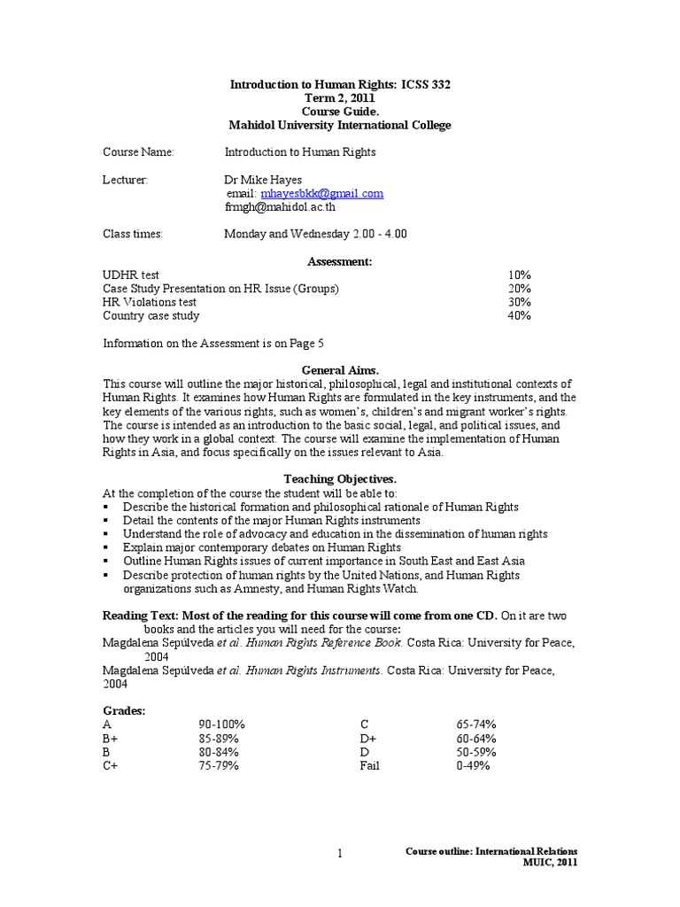 Introduction to Human Rights Course Guide | PDF | International ...