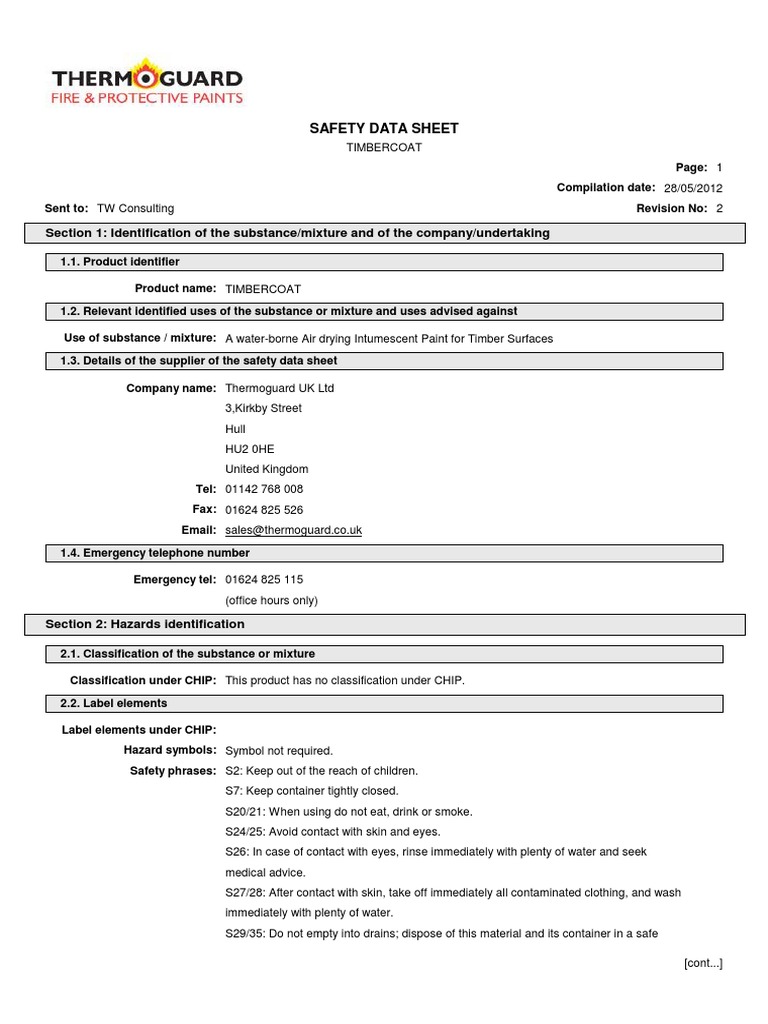 Safety Data Sheet: Section 1: Identification of The Substance/mixture and of The Company ...
