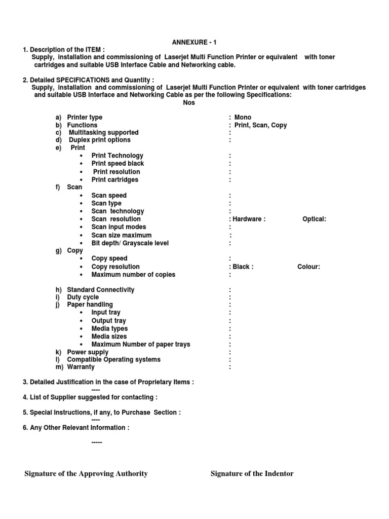 Multi Function Print Specification | Download Free PDF | Printer ...