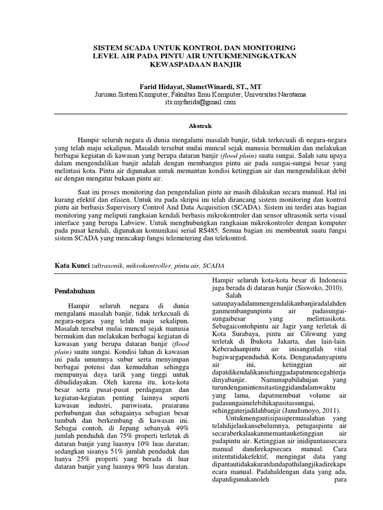 Sistem Scada Untuk Kontrol Dan Monitoring Level Air Pada Pintu Air ...