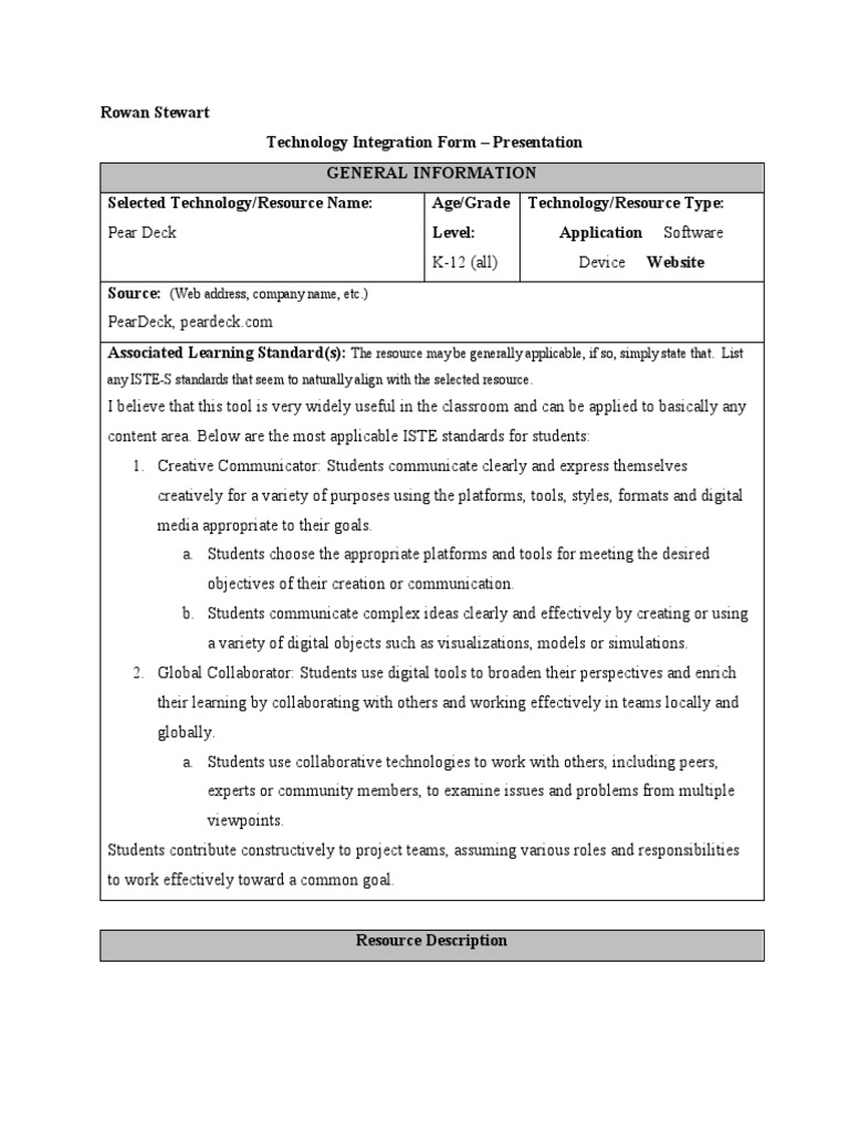 Technology Integration Template-Presentation | PDF | Communication ...