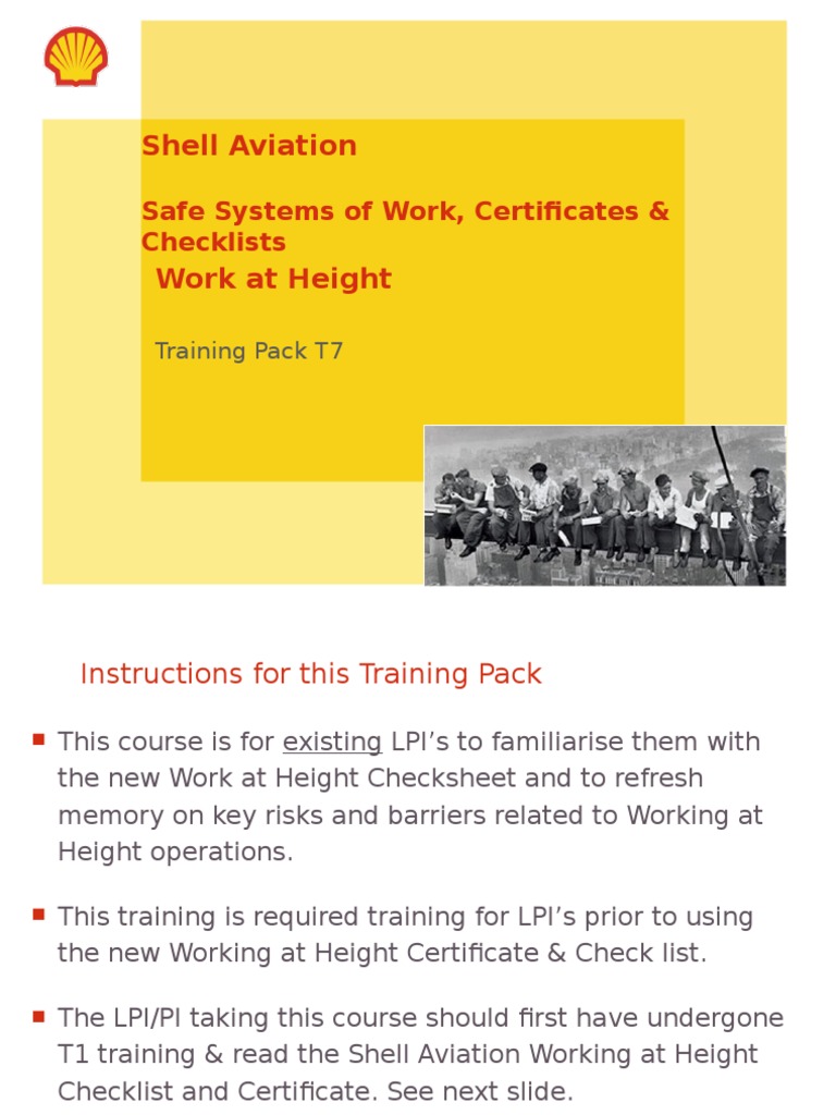 Shell Aviation: Safe Systems of Work, Certificates & Checklists | PDF ...