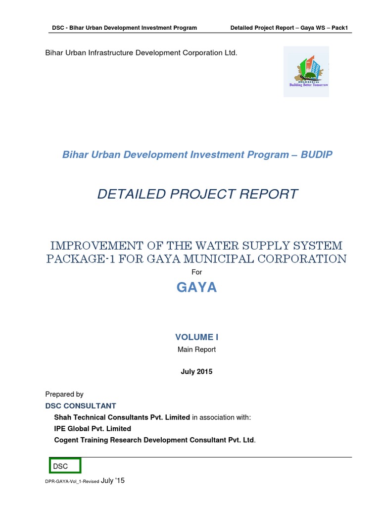Detailed Project Report: Improvement of The Water Supply System Package ...
