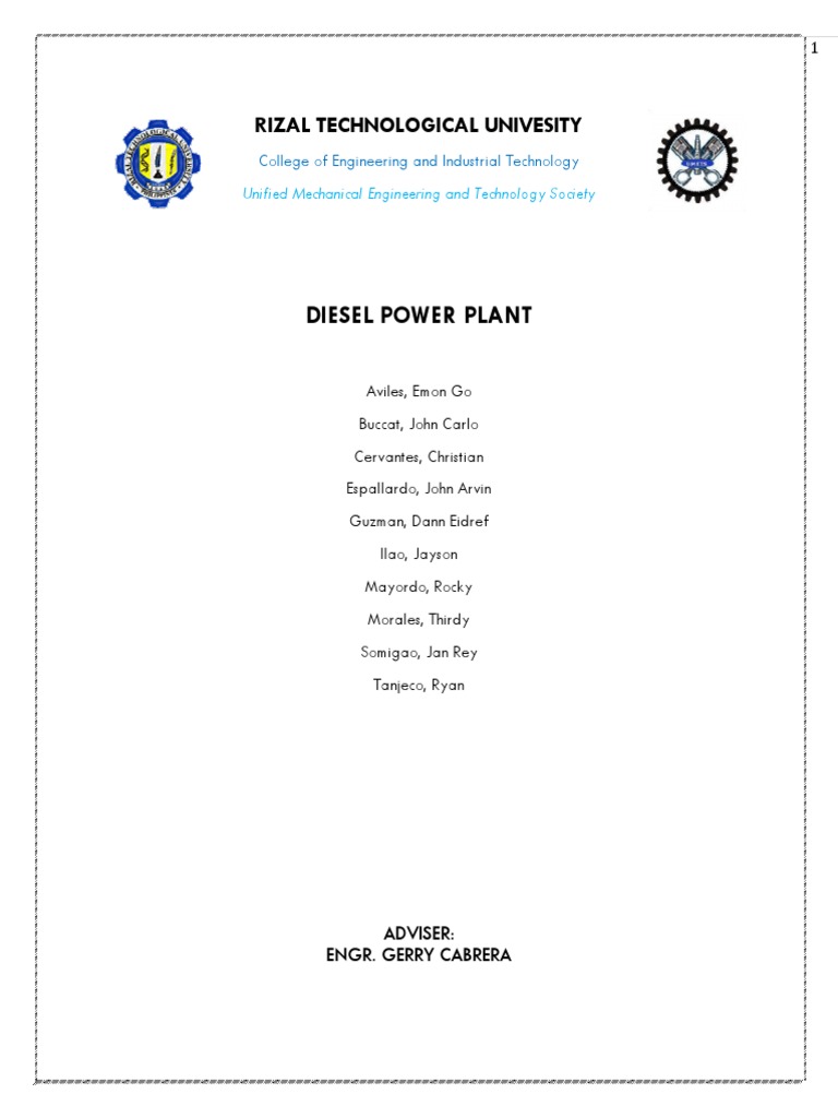 Diesel Power Plant: Rizal Technological Univesity | PDF | Power Station ...