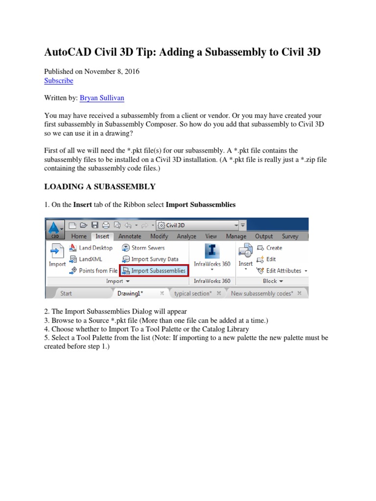 AutoCAD Civil 3D Tip Adding A Subassembly To Civil 3D | PDF
