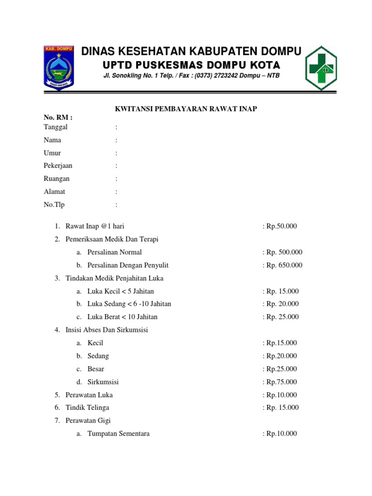 Kwitansi Pembayaran Rawat Inap | PDF