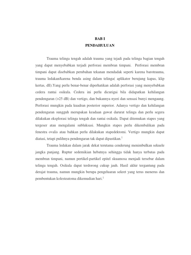 Lapsus Perforasi Membran Tympani Ec Trauma | PDF