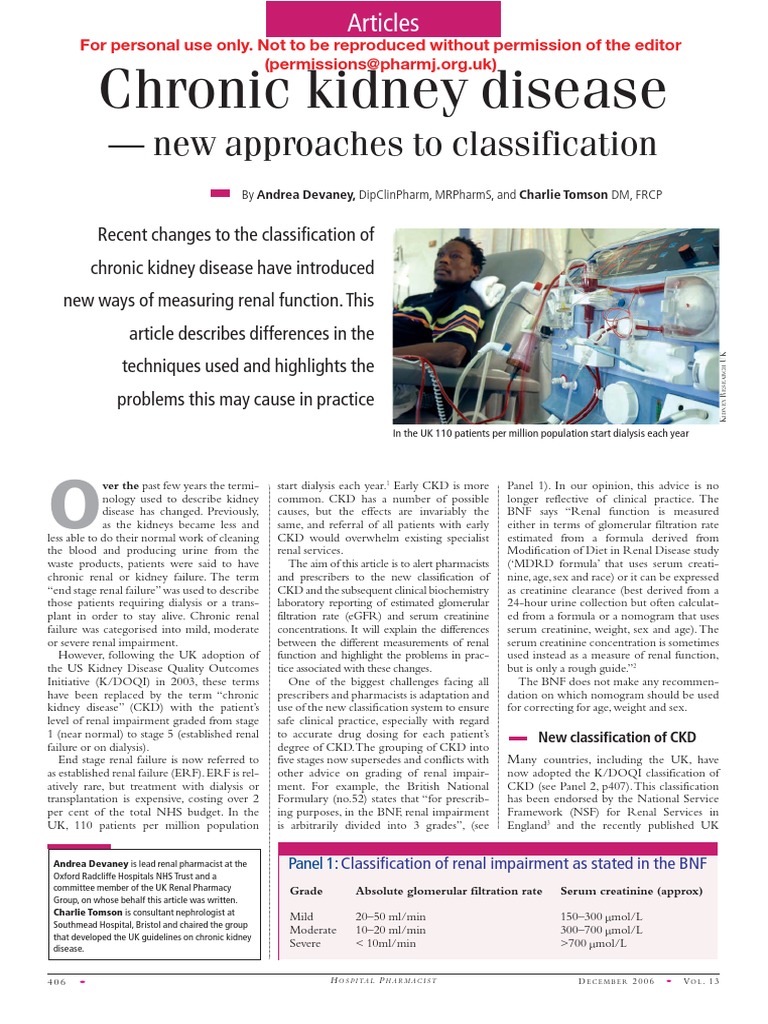 CKD New Classifications | PDF | Renal Function | Chronic Kidney Disease