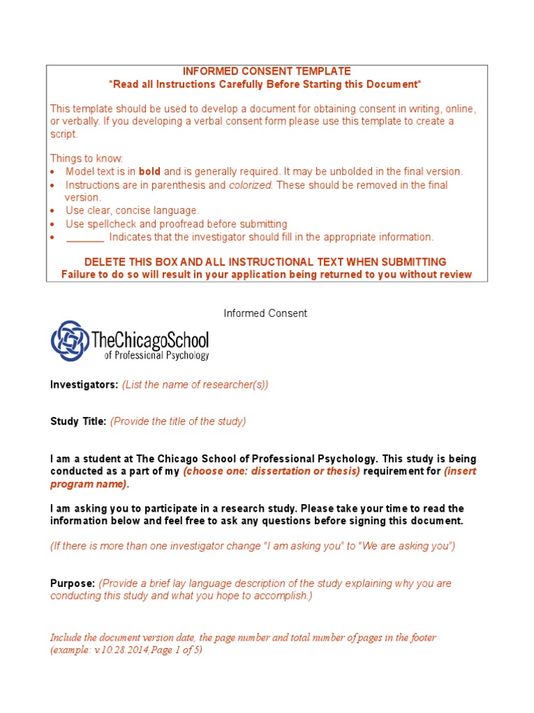 Informed Consent Template | PDF | Institutional Review Board | Thesis