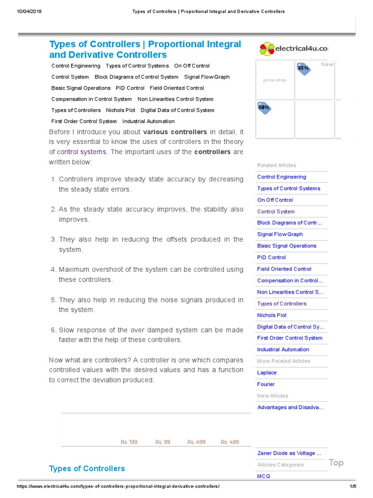 Types of Controllers - Proportional Integral and Derivative Controllers ...