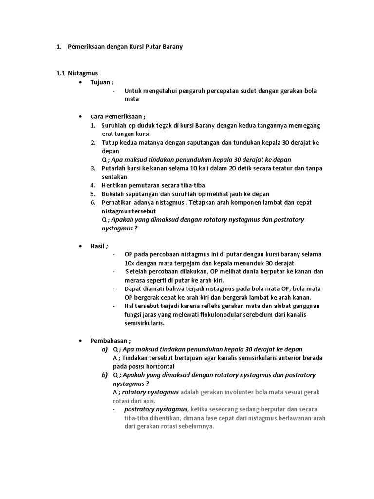 Tes Kursi Barany | PDF