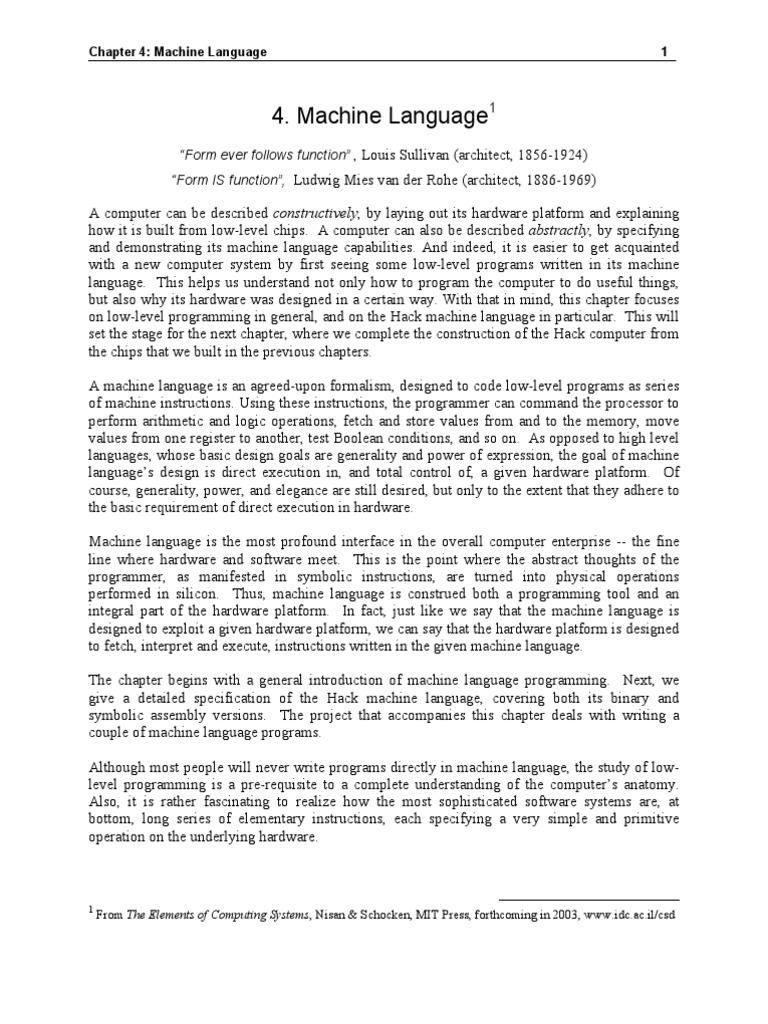 Machine Language | PDF | Instruction Set | Central Processing Unit