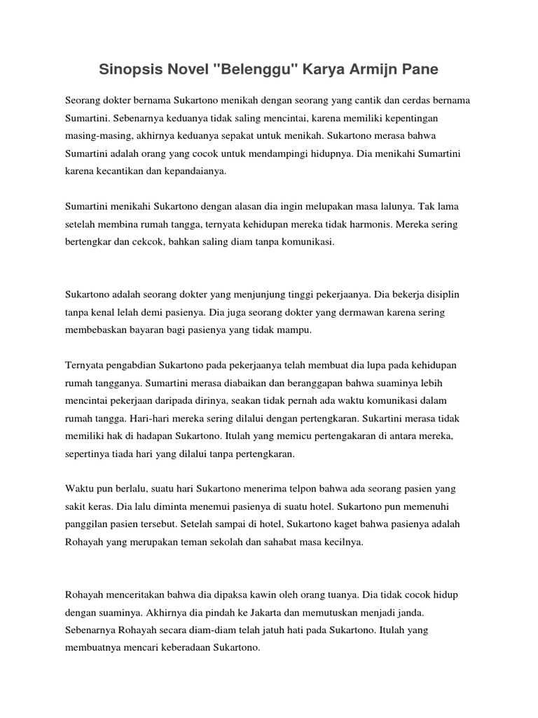 Novel Belenggu Karya Armijn Pane | PDF