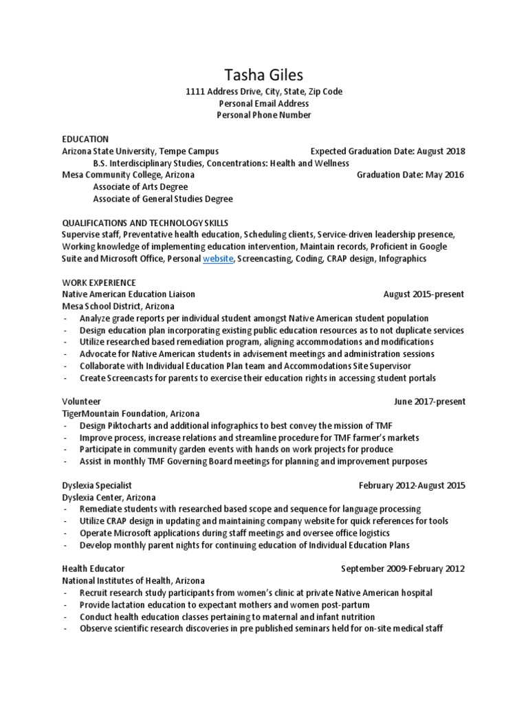 Tasha Giles: Website | PDF | Health Education | Arizona State University