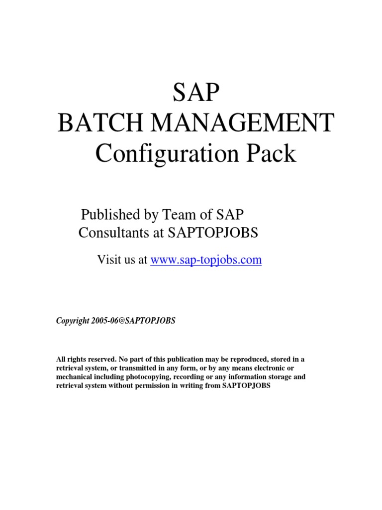 Batch Management Configuration PDF | PDF | Shelf Life | Warehouse