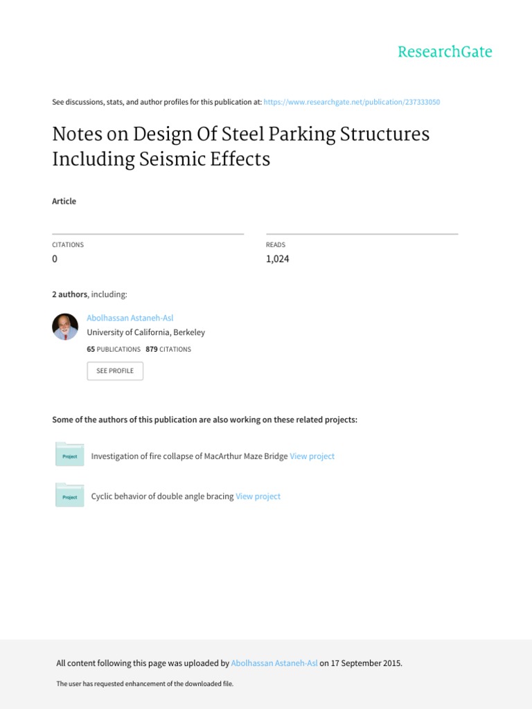 Notes On Design of Steel Parking Structures Includ | PDF | Precast ...