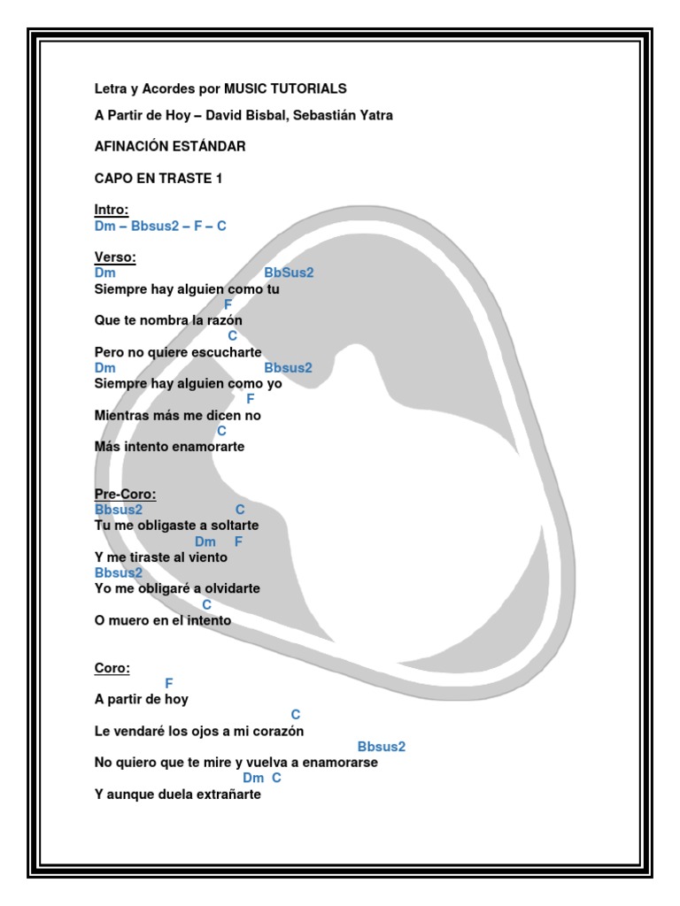 A Partir de Hoy David Bisbal, Sebastian Yatra Letra y Acordes by ...