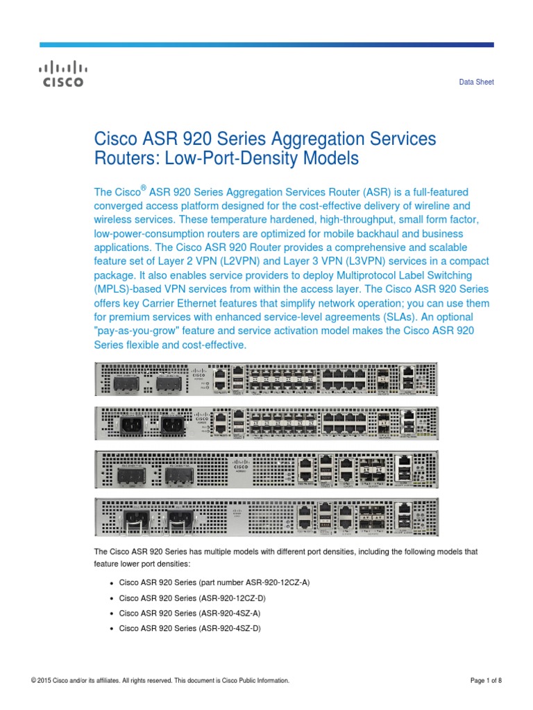 Datashee ASR 920 12CZ D | PDF | Multiprotocol Label Switching | Networking