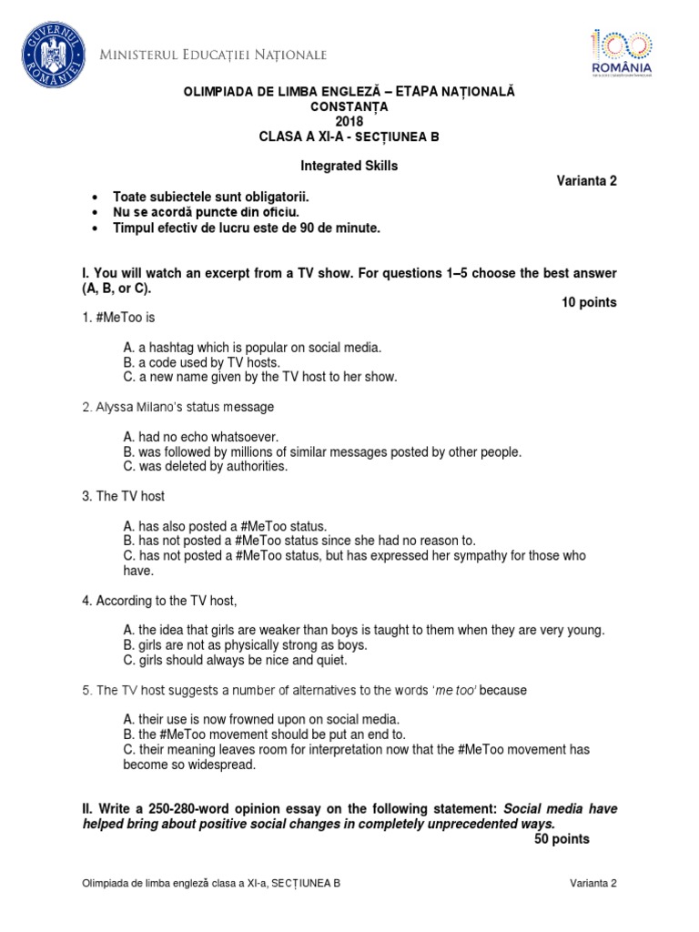 XI B Integrated Skills Subiect PDF | PDF