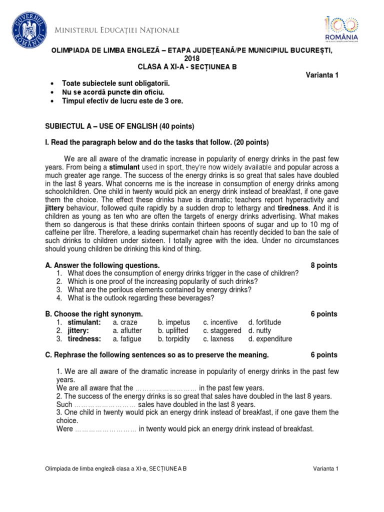 XI B Subiect PDF | PDF | Business