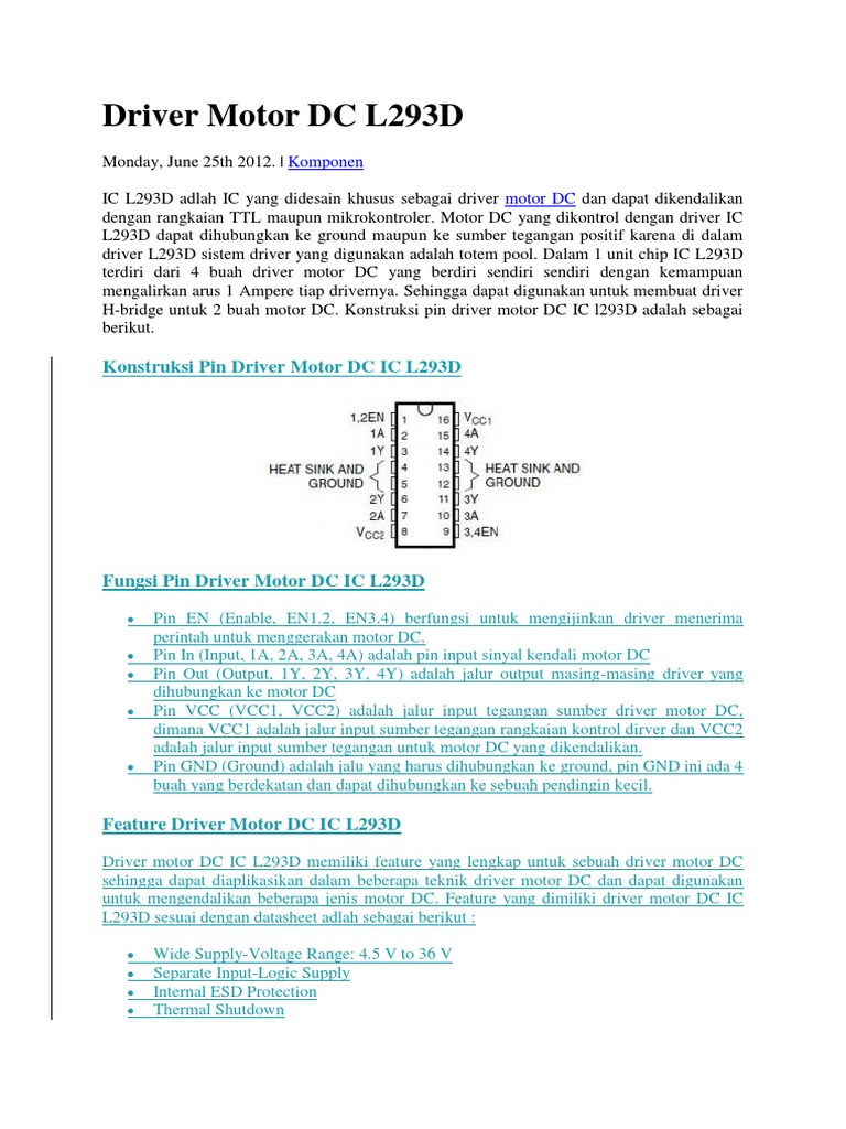 Driver Motor DC L293D | PDF