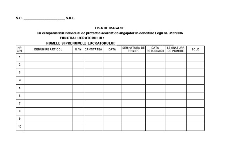 Model Fisa de Magazie | PDF