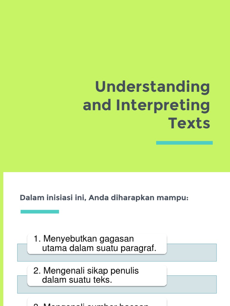 Understanding and Interpreting Texts | PDF