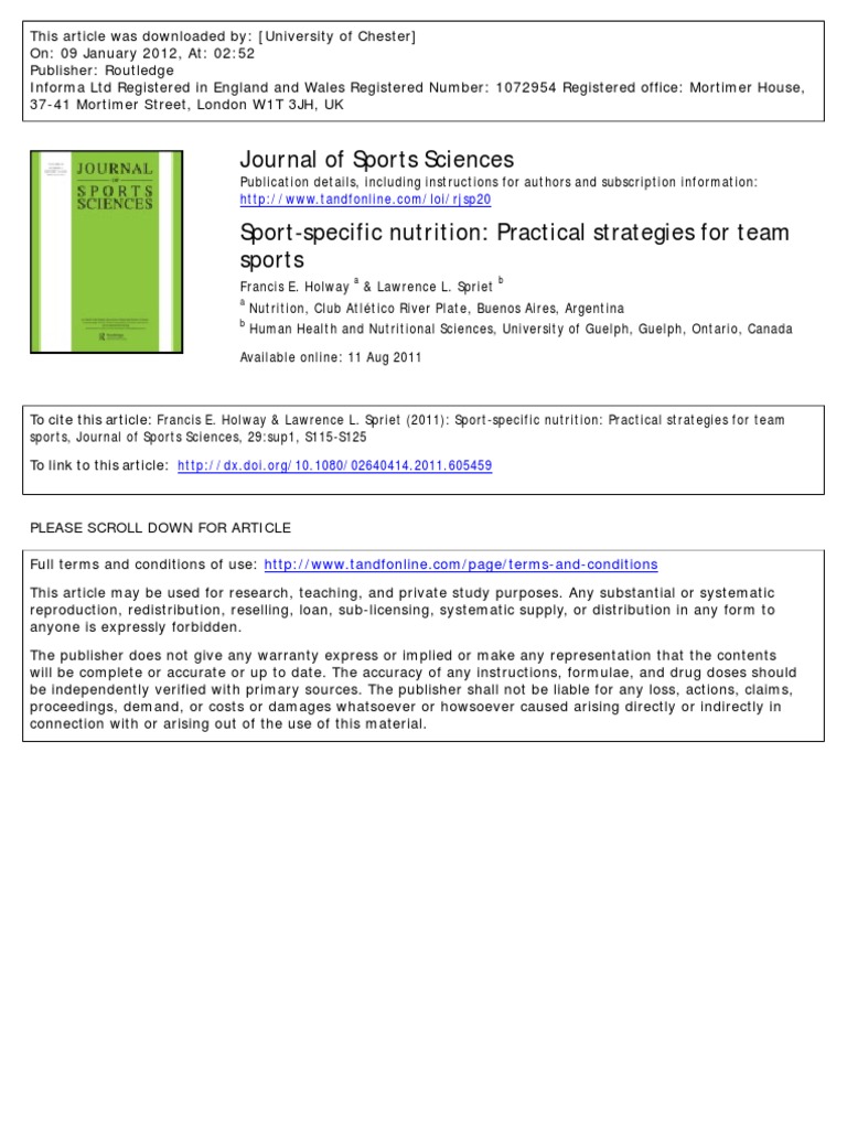 Team Sports Nutrition Guide | PDF | Glycogen | Nutrition