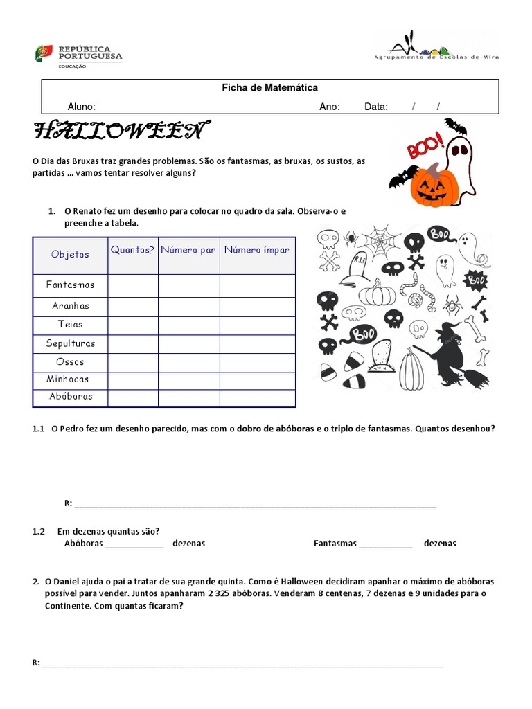 Matemática Halloween Problemas | PDF | Dia das Bruxas | Lazer