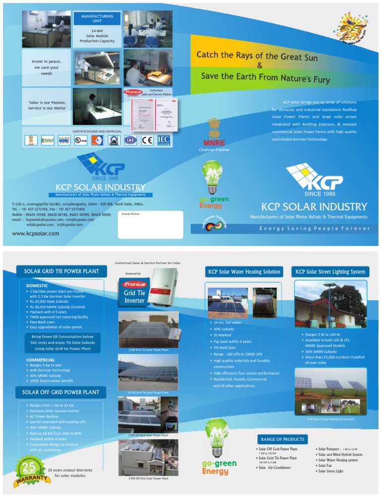 KCP Solar Brochure PDF | PDF | Solar Power | Power Station
