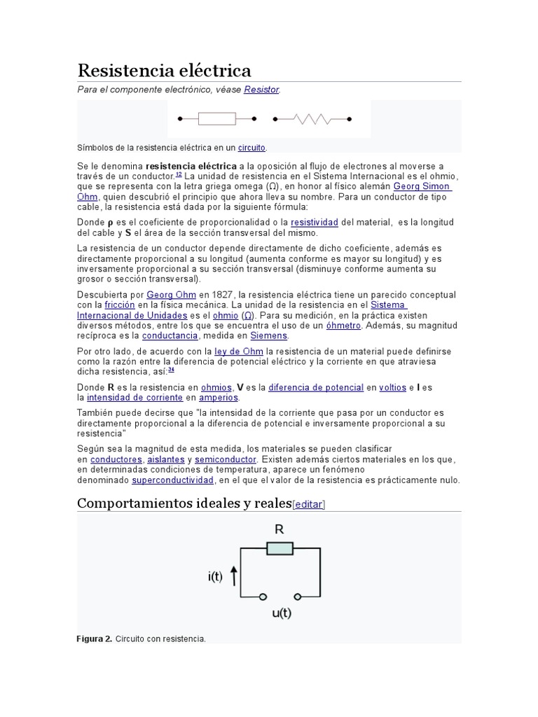 Conceptos Clave de Resistencia Eléctrica | PDF | Resistencia Eléctrica ...