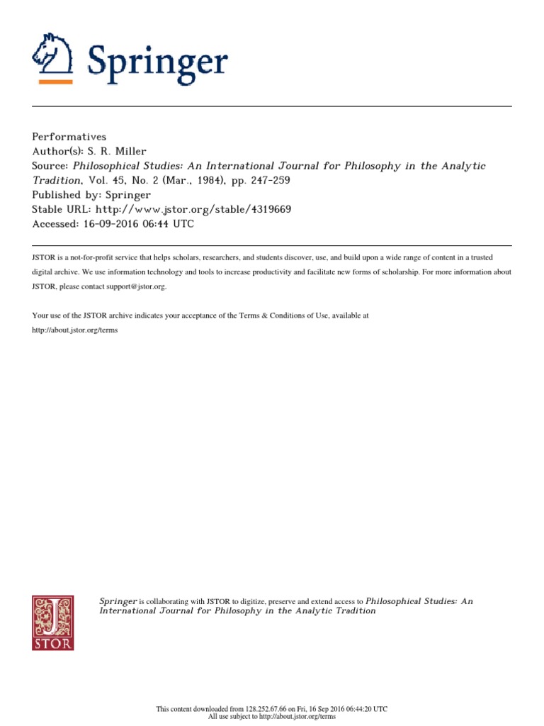 Springer Philosophical Studies: An International Journal For Philosophy ...