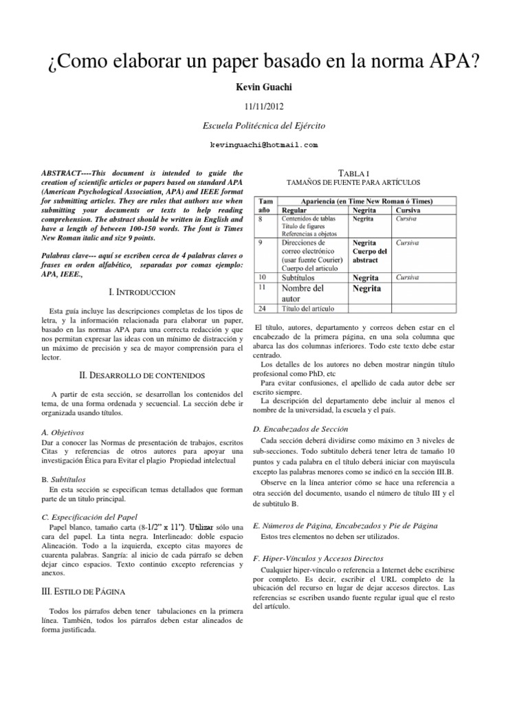 Tarea 1 Paper Como Elaborar Un Paper Basado en La Forma APA | PDF ...