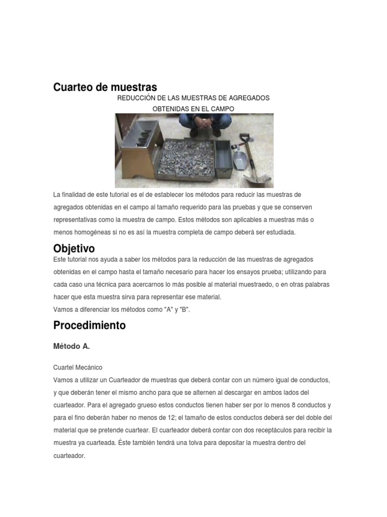 Cuarteo de Muestras | PDF | Naturaleza