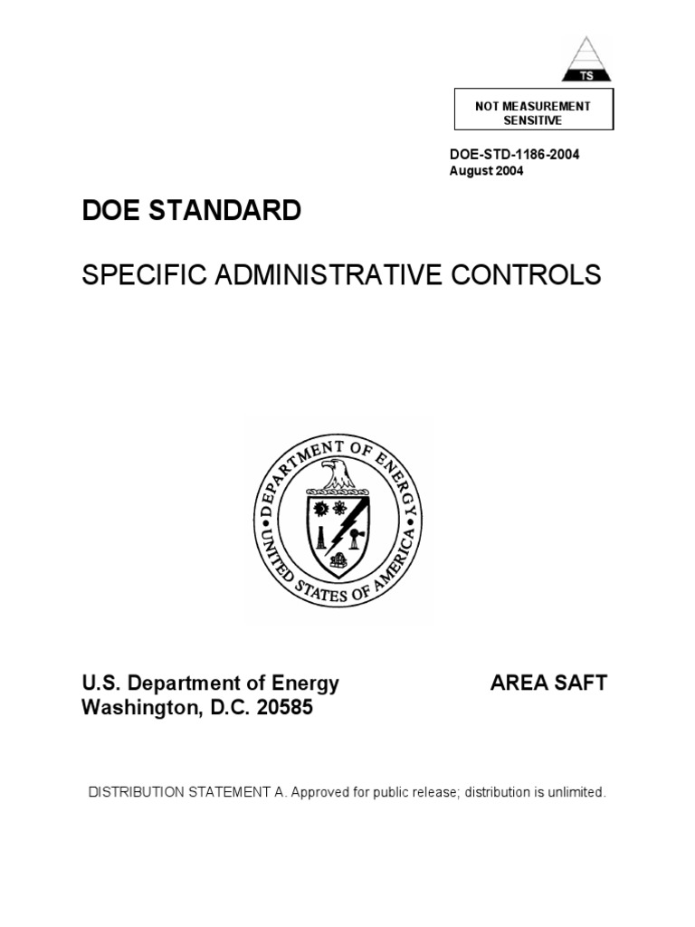 Doe Standard: Specific Administrative Controls | PDF | Reliability ...