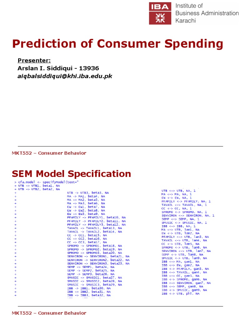 Prediction of Consumer Spending: Presenter: Arslan I. Siddiqui - 13936 ...