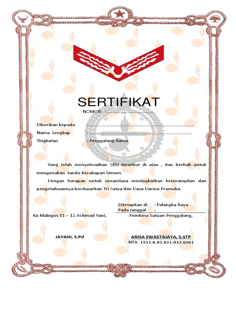 Sertifikat Tku Ramu 8 | PDF