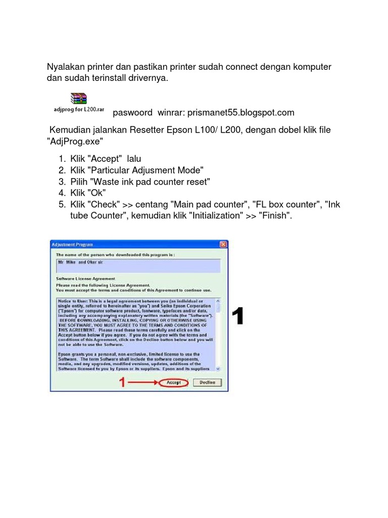 Reset Printer Epson L200 | PDF