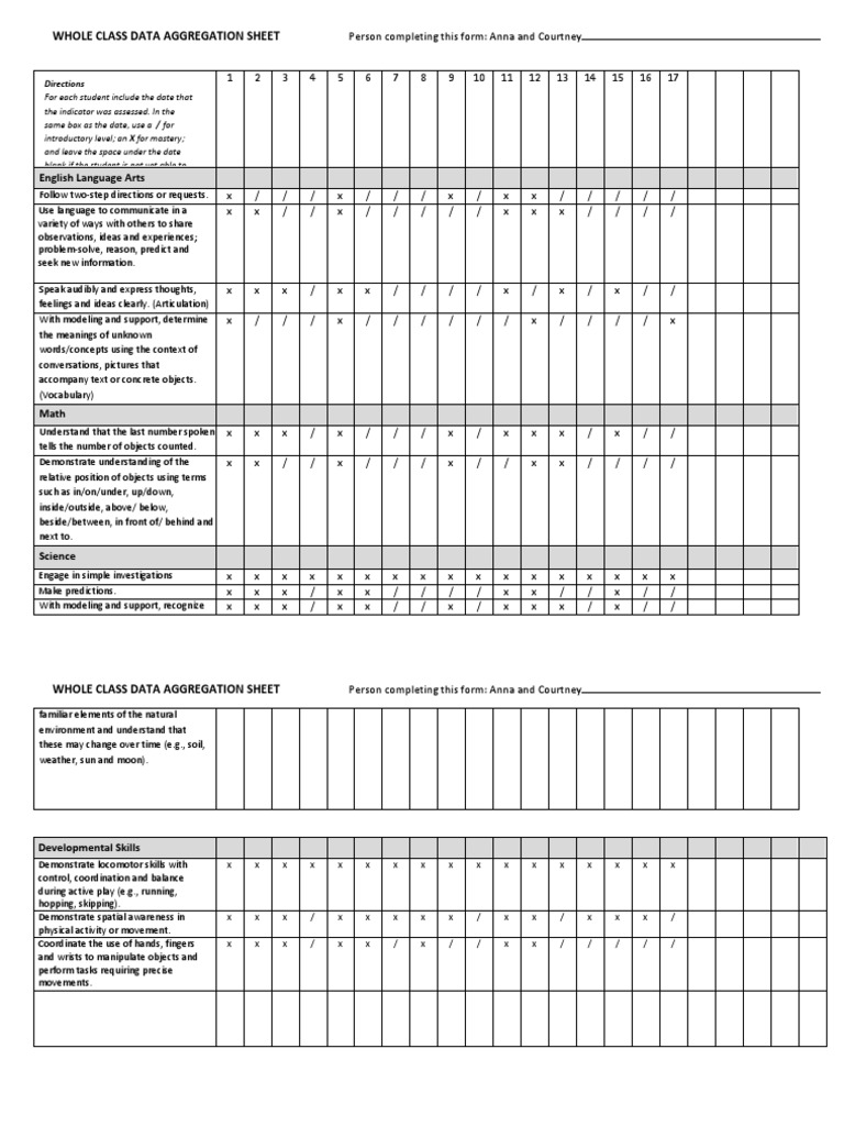 Whole Class Data Sheet Lesson 1 | Download Free PDF | Semiotics | Learning