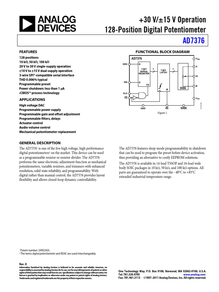 AD7376 | PDF | Resistor | Physical Quantities