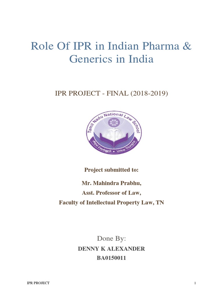 Role of IPR in Indian Pharma & Generics in India | PDF | Generic Drug ...