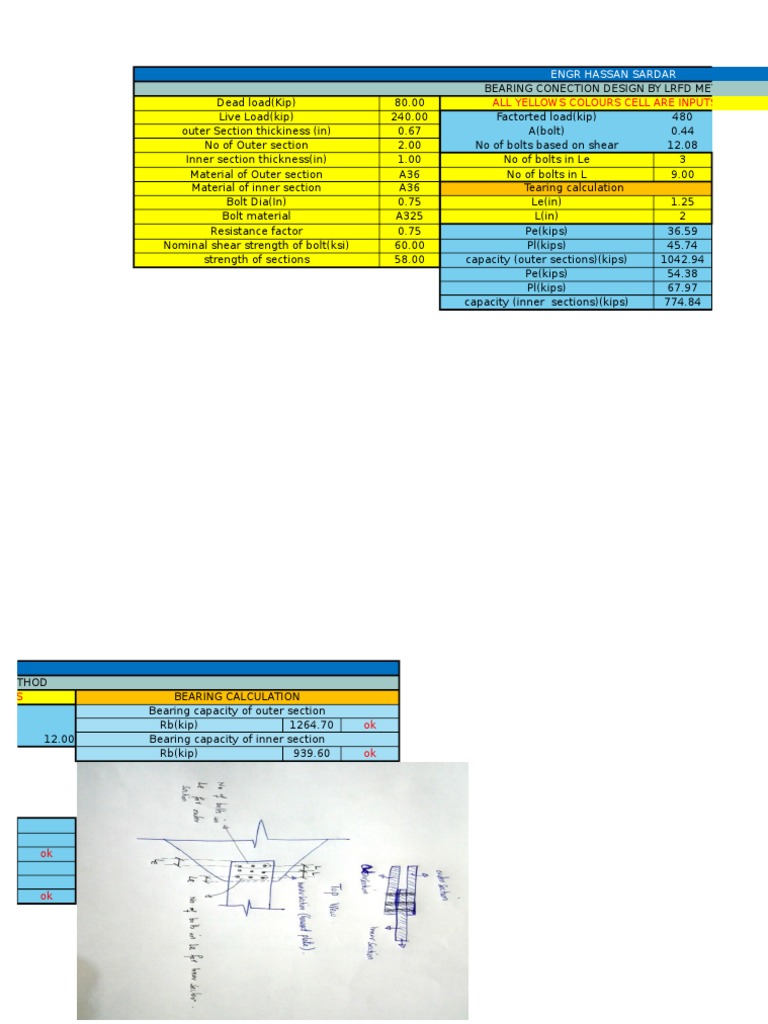 Bolt Design excel sheet