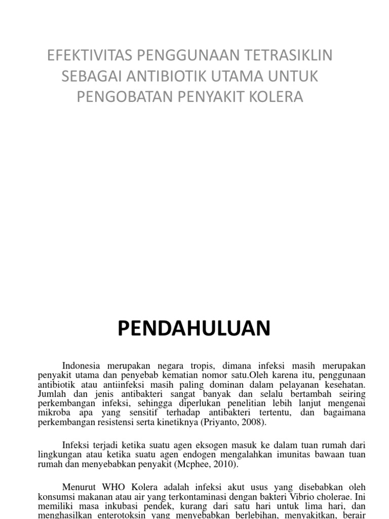 Efektivitas Penggunaan Tetrasiklin Sebagai Antibiotik Utama Untuk ...