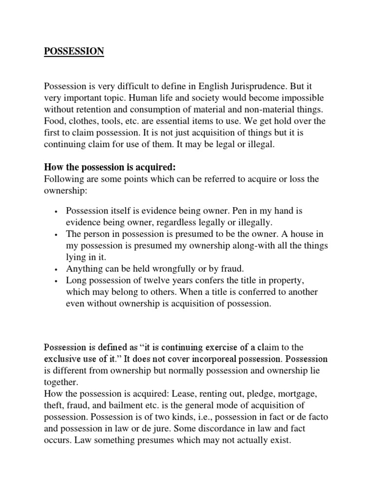 Possession 3 | PDF | Possession (Law) | Ownership