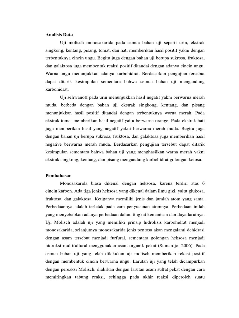 Analisis Karbohidrat Uji Molisch dan Seliwanoff | PDF