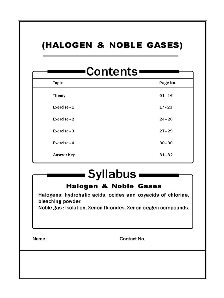 Halogen and Noble PDF | PDF | Chlorine | Iodine