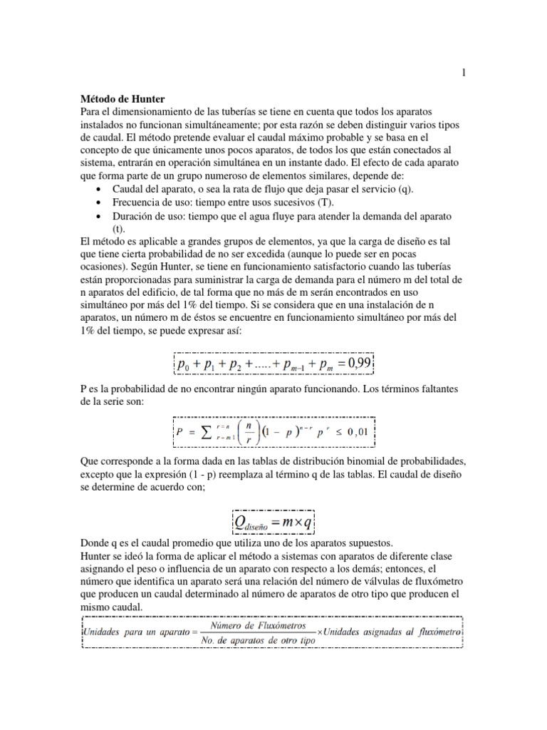Método de Hunter para Dimensionamiento de Tuberías | PDF | Descarga ...