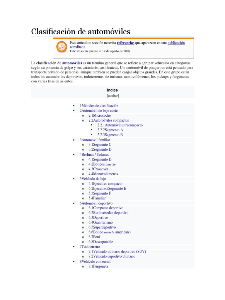 Clasificación de Automóviles | PDF | Vehículo utilitario deportivo | Vehículos