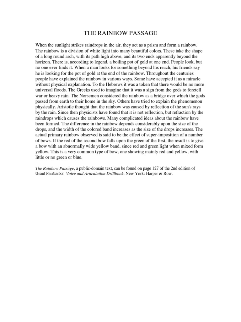 The Rainbow Passage | PDF